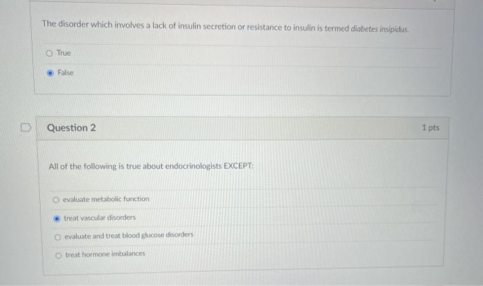 Solved The disorder which involves a lack of insulin | Chegg.com