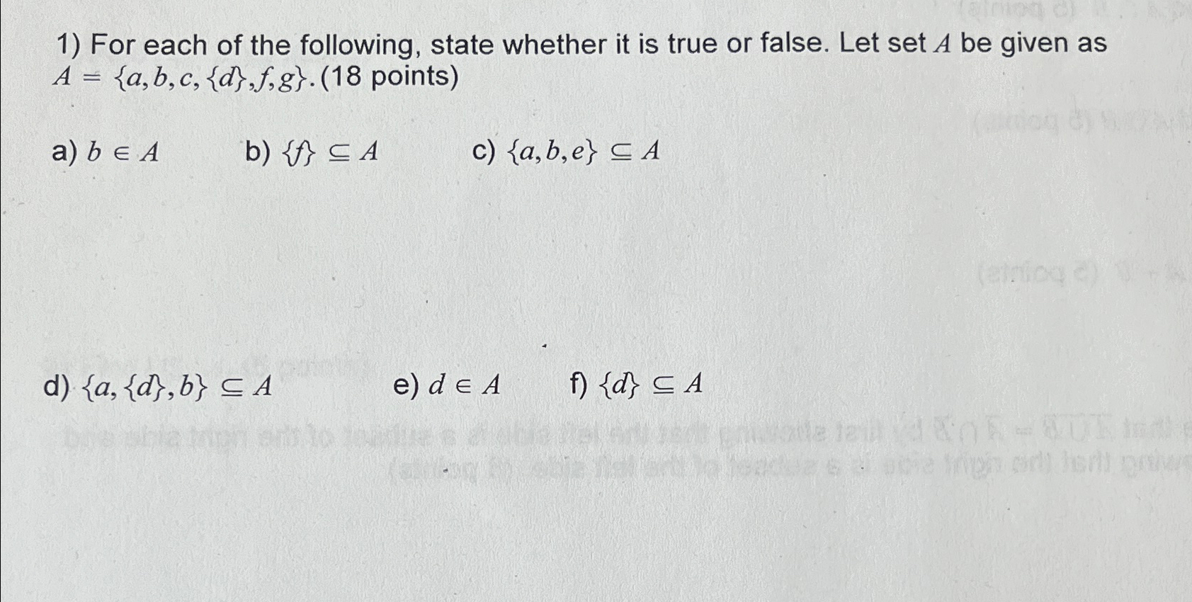 Solved For each of the following, state whether it is true | Chegg.com