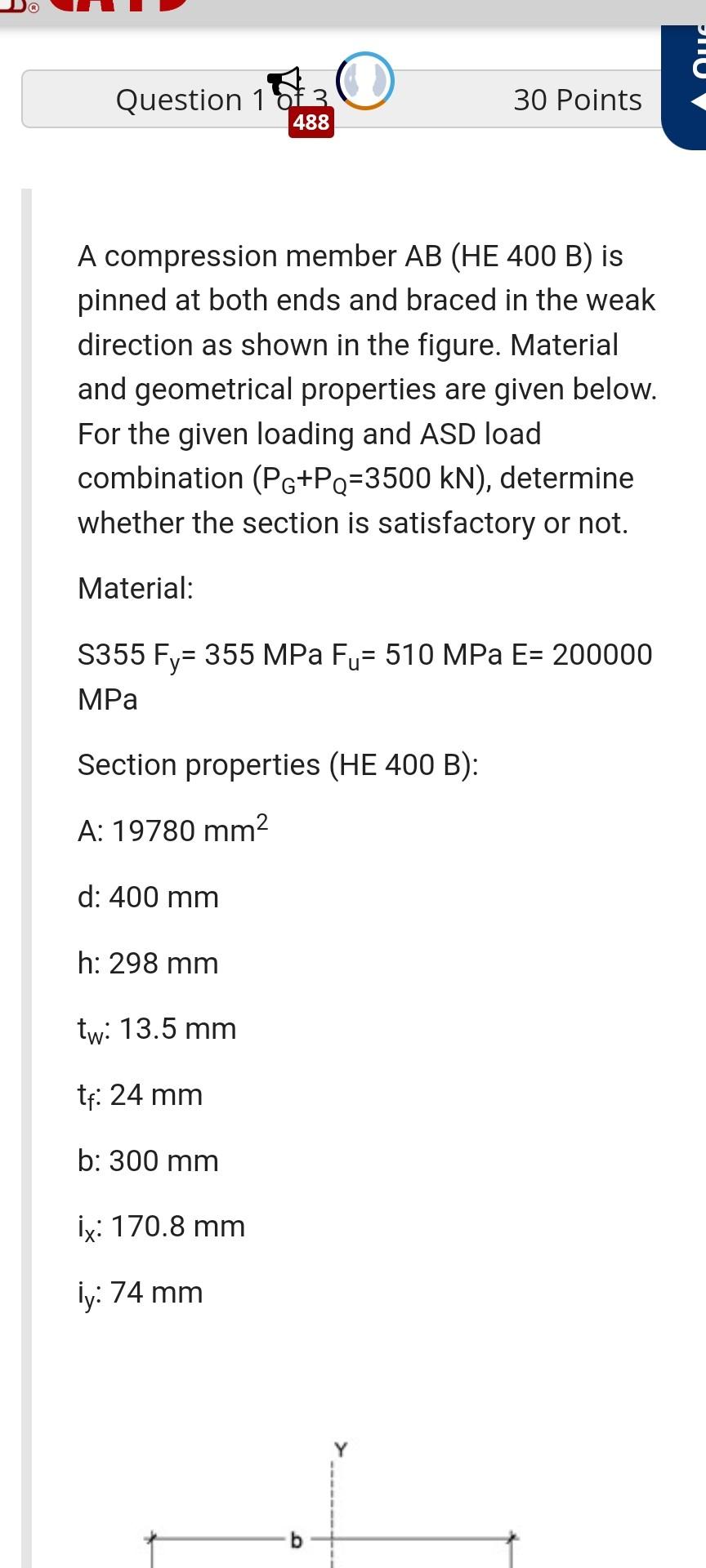 A compression member AB(HE400 B) is pinned at both | Chegg.com