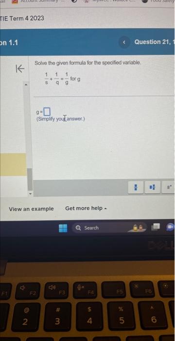 Solved Solve the given formula for the specified variable. | Chegg.com