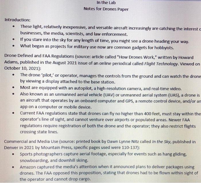 Solved In the Lab Notes for Drones Paper . . . . . | Chegg.com