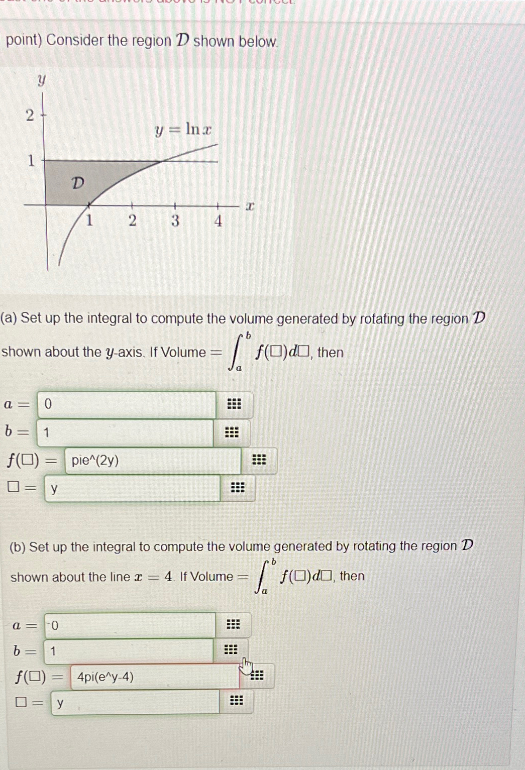 Solved point) ﻿Consider the region D ﻿shown below.(a) ﻿Set | Chegg.com