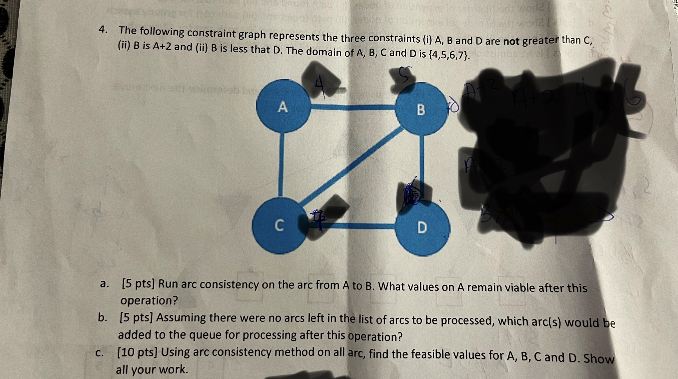 Solved The following constraint graph represents the three | Chegg.com