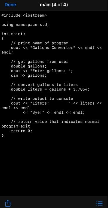 Solved Done main (4 of 4) #include using namespace std; int | Chegg.com