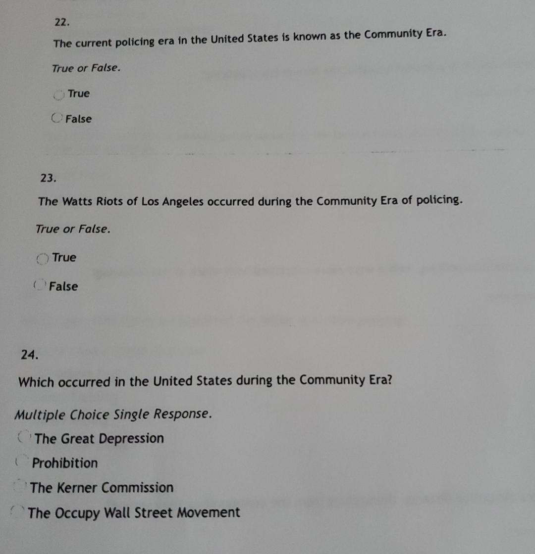 Solved The current policing era in the United States is | Chegg.com