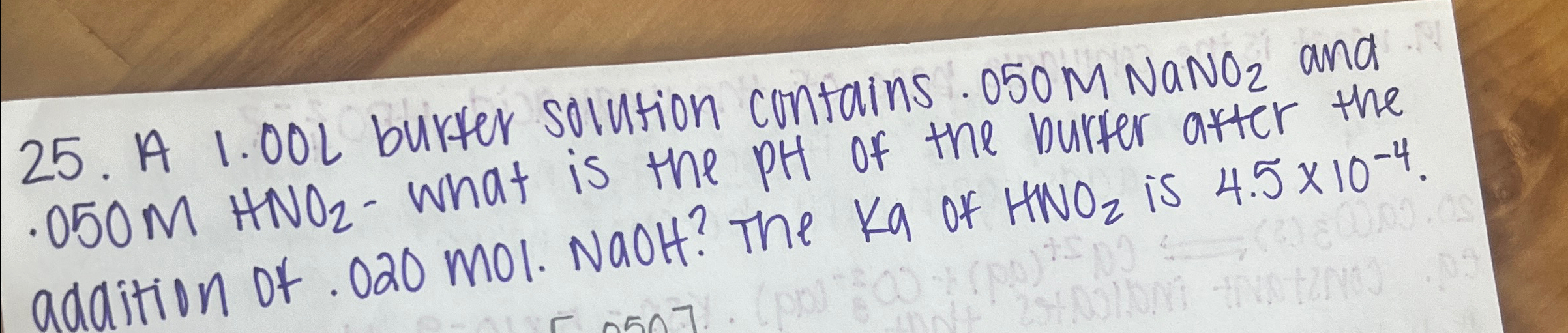 Solved A 1.00L ﻿buffer solutin contains .050M NaNO2 ﻿and | Chegg.com