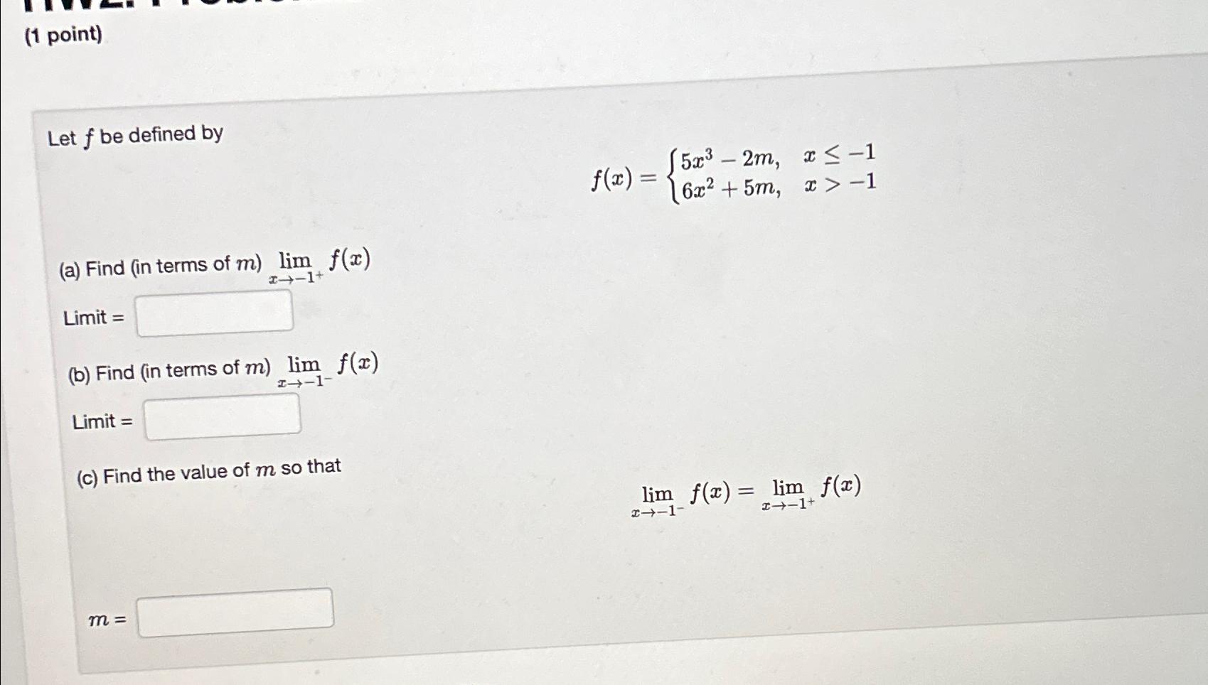 Solved (1 ﻿point)Let f ﻿be defined | Chegg.com