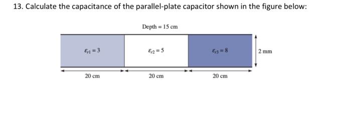 Solved 13. Calculate the capacitance of the parallel-plate | Chegg.com