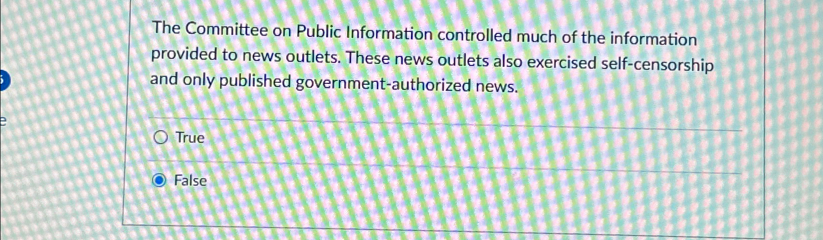 Solved The Committee on Public Information controlled much | Chegg.com