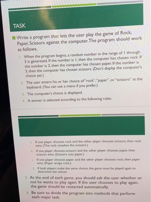 Solved TASK Write a program that lets the user play the game | Chegg.com