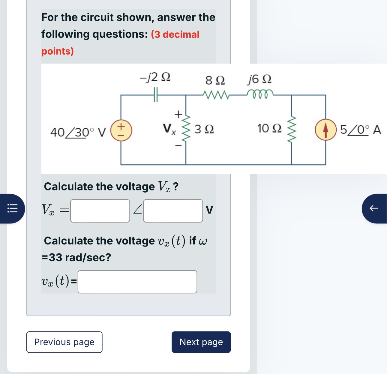 Solved For the circuit shown, answer the following | Chegg.com