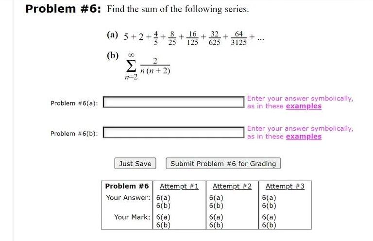 Solved Problem #6: Find the sum of the following | Chegg.com