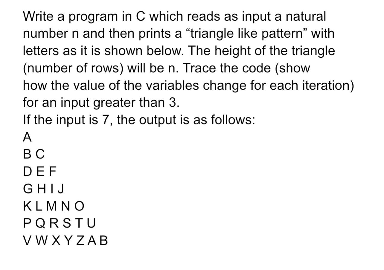 Solved Write a program in C ﻿which reads as input a natural | Chegg.com