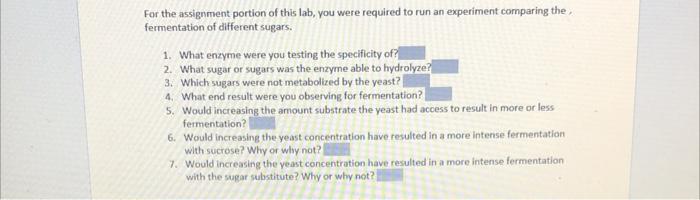 Solved For the assignment portion of this lab, you were | Chegg.com