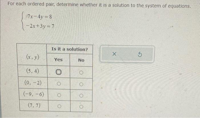 Solved For each ordered pair, determine whether it is a | Chegg.com