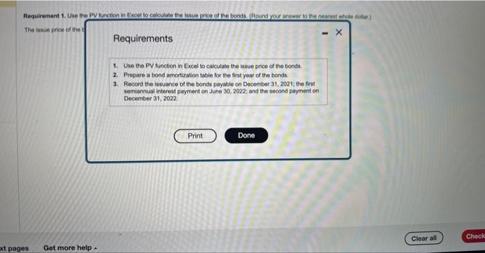 Solved Requirements 1. Use the PV function in Excel to | Chegg.com