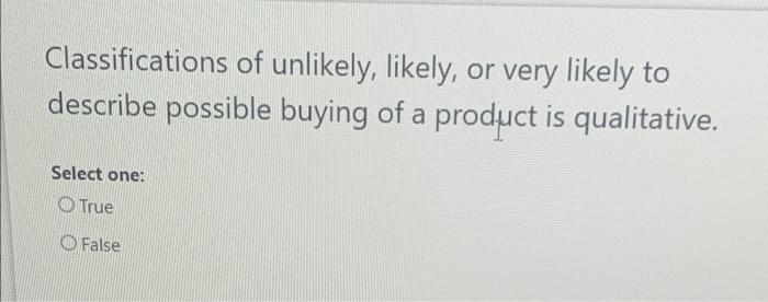 Solved Classifications of unlikely, likely, or very likely | Chegg.com