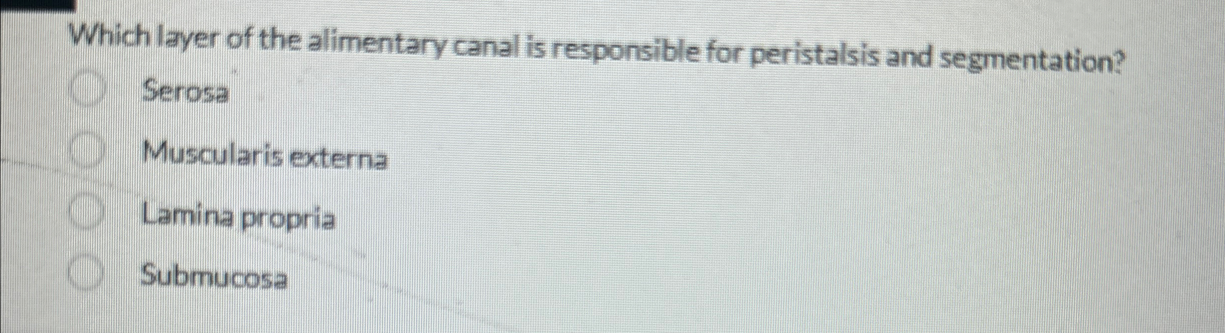 Solved Which layer of the alimentary canal is responsible | Chegg.com