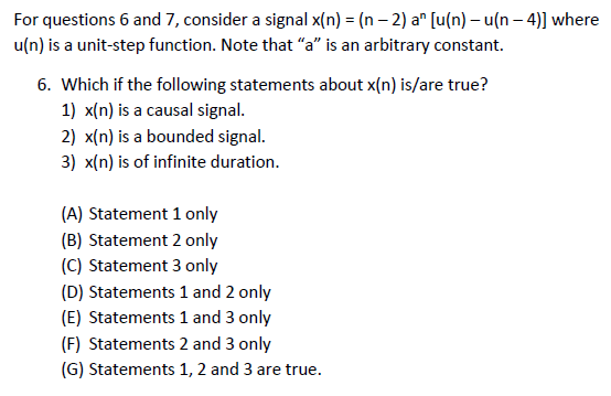 Solved For questions 6 ﻿and 7, ﻿consider a signal | Chegg.com