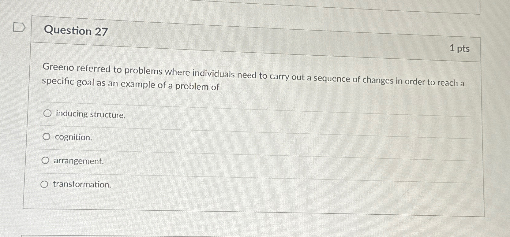 Solved Question 271ptsGreeno referred to problems where | Chegg.com