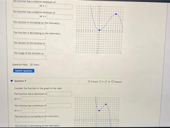 Solved The function has a relative maximum of at x The | Chegg.com
