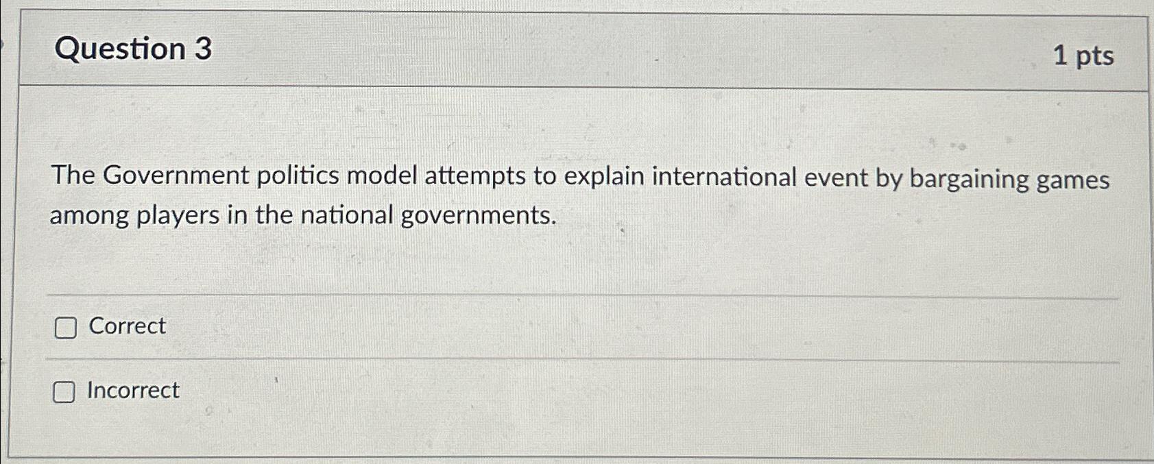 Solved Question 31 ﻿ptsThe Government politics model | Chegg.com