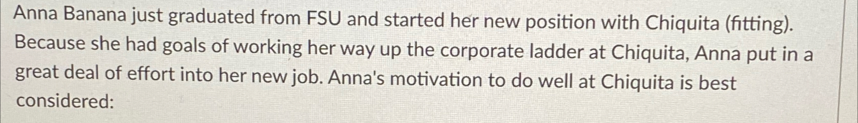 Solved Anna Banana just graduated from FSU and started her | Chegg.com