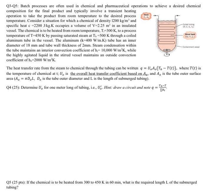 Solved Q3-Q5: Batch processes are often used in chemical and | Chegg.com