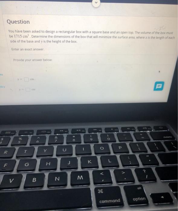 Solved Question You have been asked to design a rectangular | Chegg.com