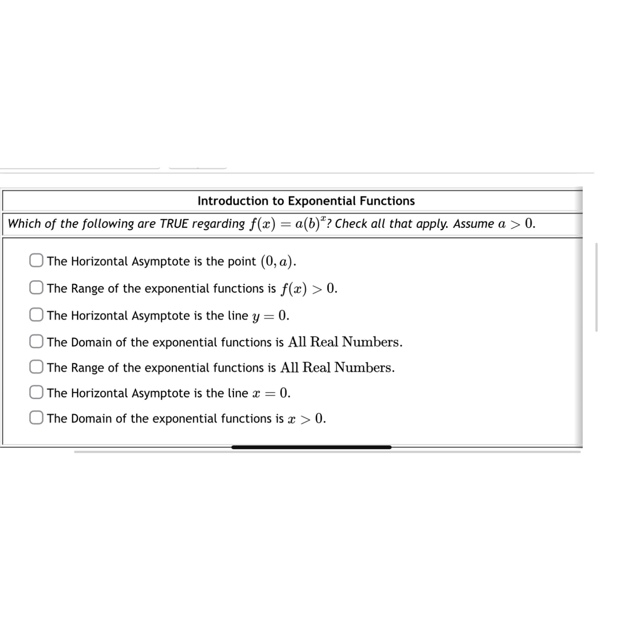 Solved Introduction to Exponential FunctionsWhich of the | Chegg.com