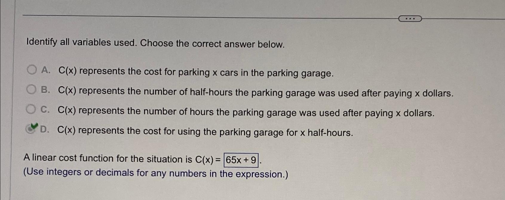 Solved Identify all variables used. Choose the correct | Chegg.com