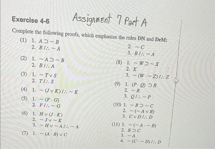 Assignment 7 Part A Exercise 4-6 Complete the | Chegg.com