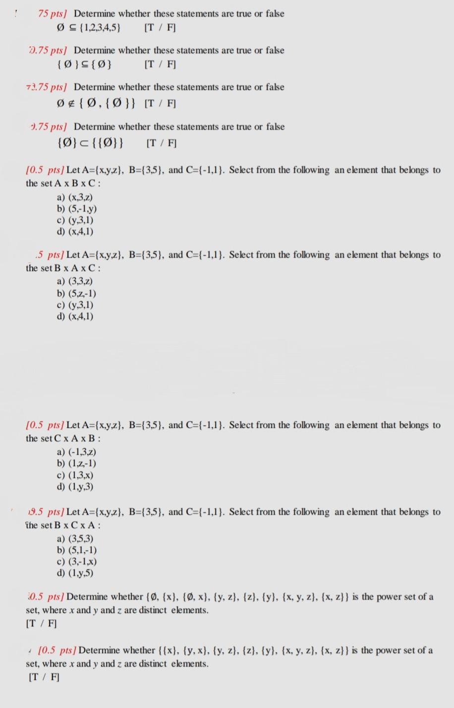 Solved 75pts ] Determine whether these statements are true | Chegg.com