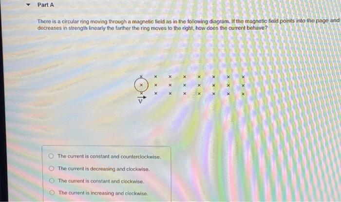 Solved Part A There is a circular ring moving through a | Chegg.com