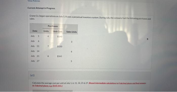 Solved Current Attempt in Progress Crane Co. began | Chegg.com