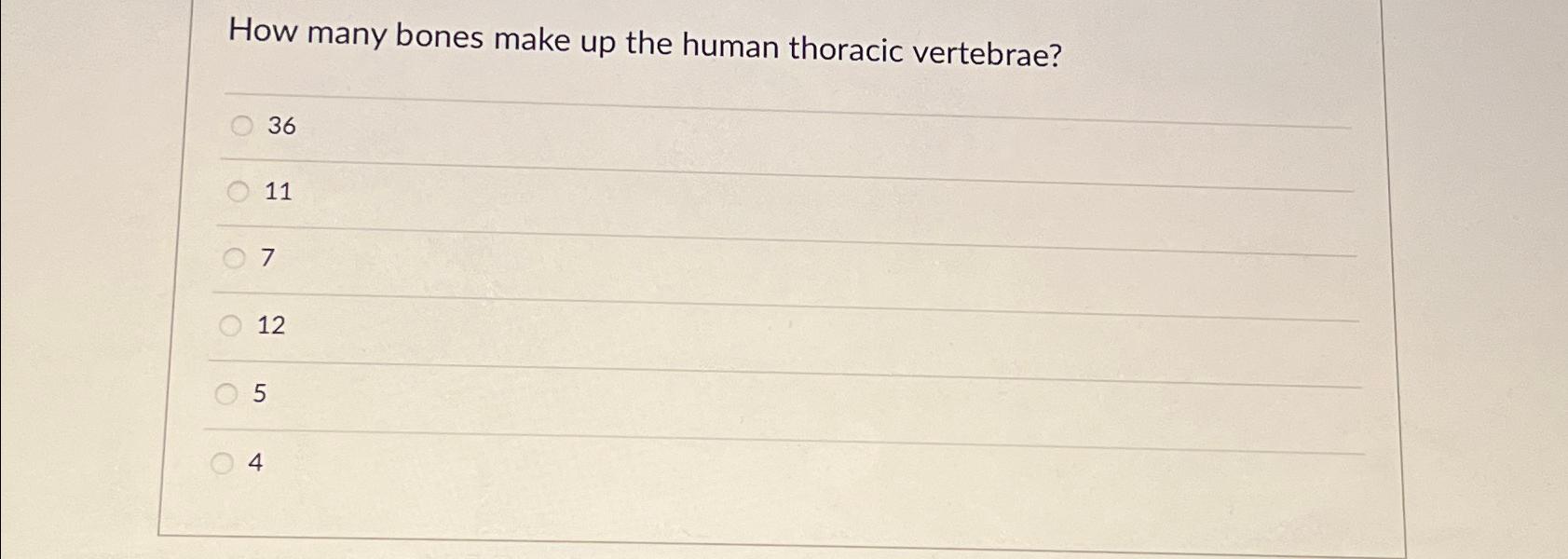 Solved How many bones make up the human thoracic | Chegg.com