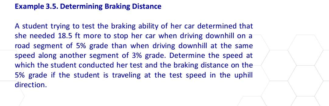 Solved Example 3.5. DetermInIng BrakIng Distance A student | Chegg.com