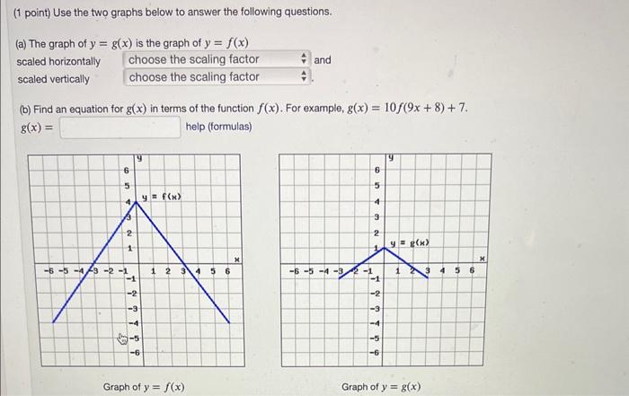 (1 point) Use the two graphs below to answer the | Chegg.com