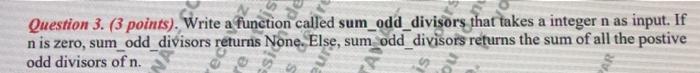 Solved Question 3. (3 points). Write a function called | Chegg.com