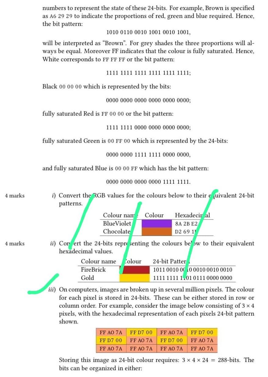 Solved In computers, colours are created by mixing different | Chegg.com