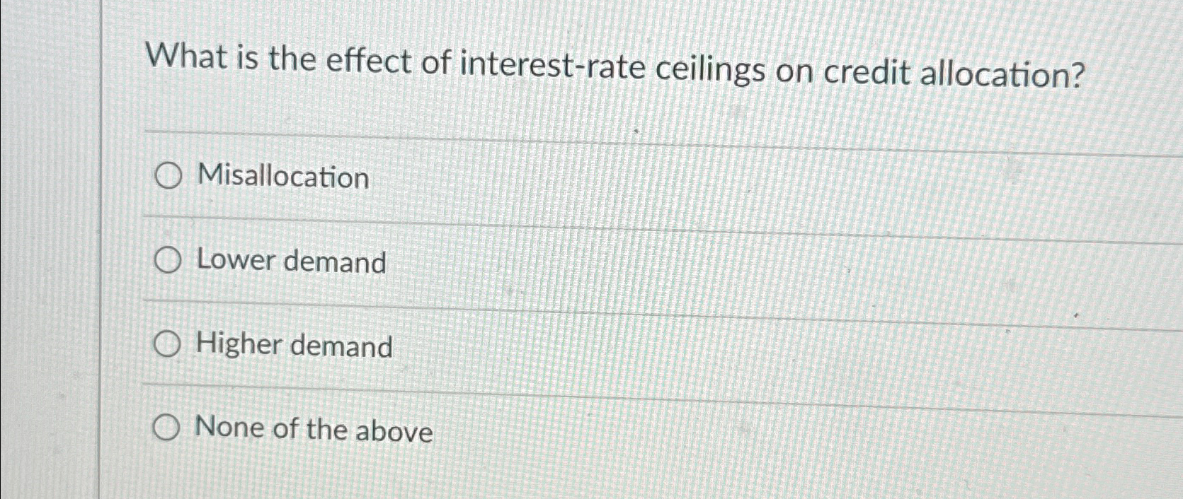 Solved What is the effect of interest-rate ceilings on | Chegg.com