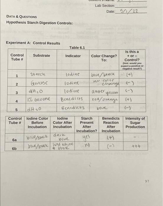 Solved Lab Section: Date:_571/22 DATA & QUESTIONS Hypothesis | Chegg.com
