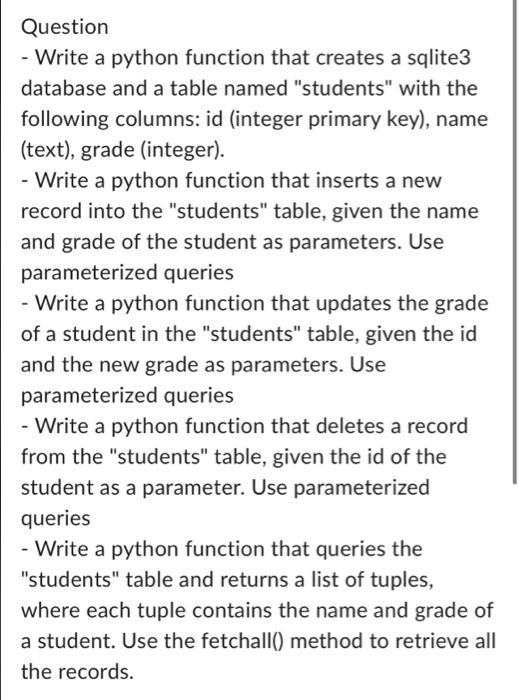 Solved Question - Write a python function that creates a | Chegg.com
