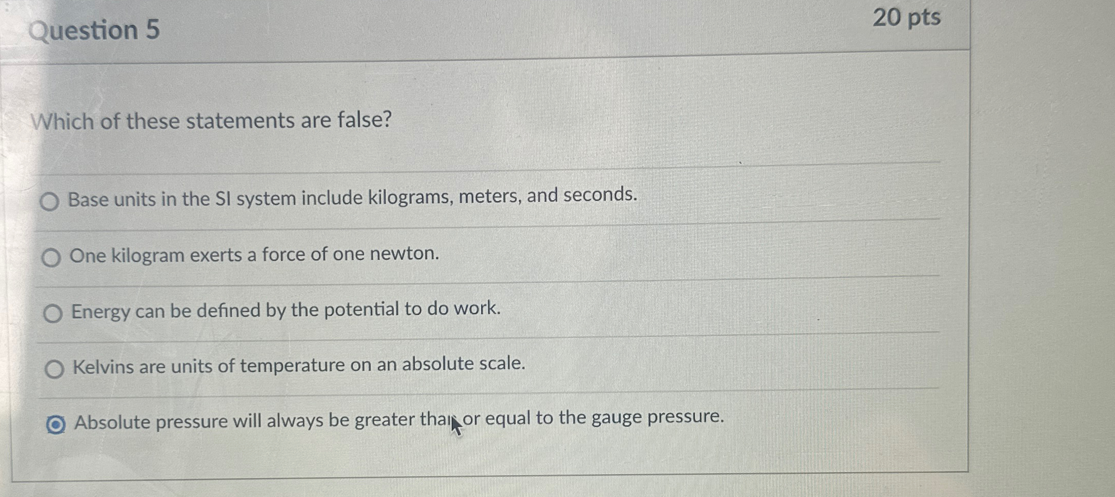 Solved Question 520 ﻿ptsWhich of these statements are | Chegg.com