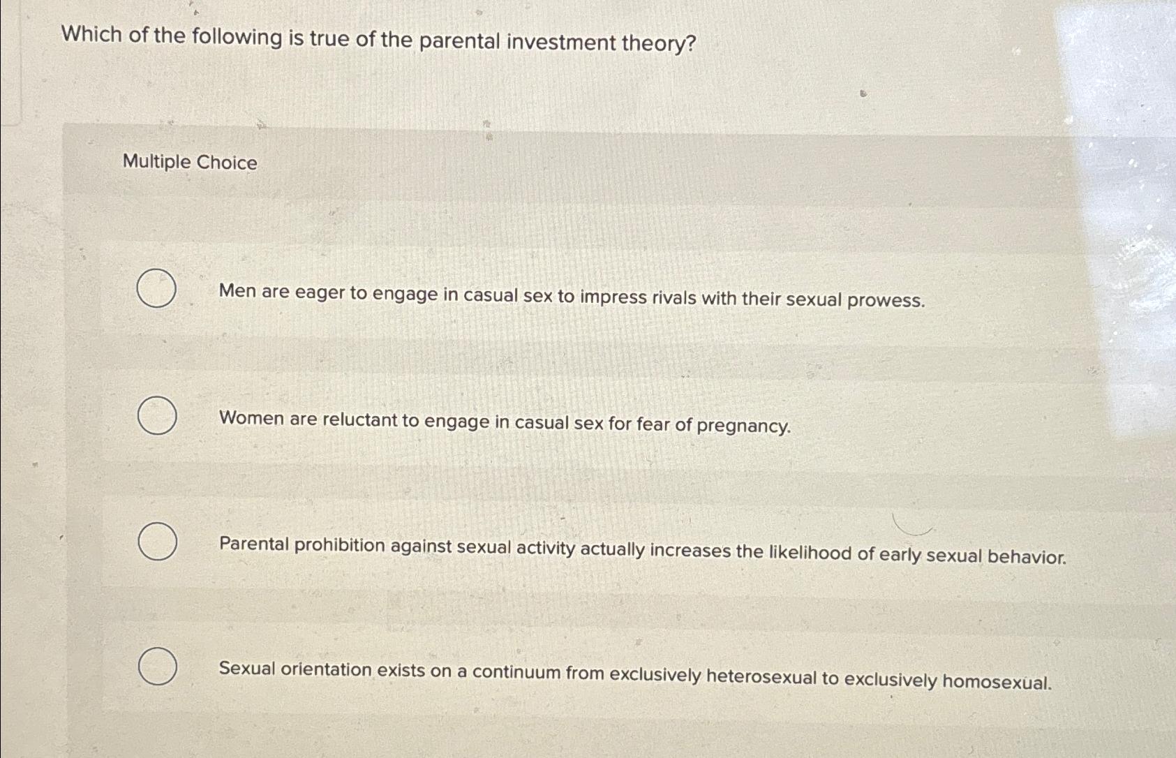 Solved Which of the following is true of the parental | Chegg.com