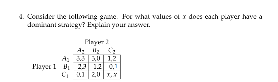 Solved Consider the following game. For what values of x | Chegg.com
