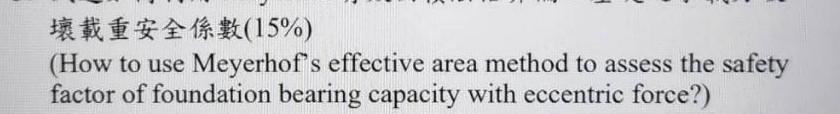 Solved 偯載重安全係數(15\%) (How to use Meyerhof's effective area | Chegg.com