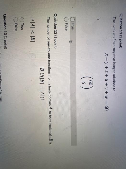 Solved Question 11 (1 point) The number of non-negative | Chegg.com