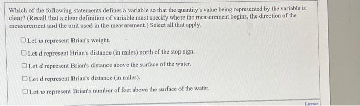 Solved Which Of The Following Statements Defines A Variable 0716