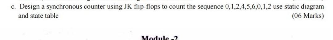 Solved c. Design a synchronous counter using JK flip-flops | Chegg.com